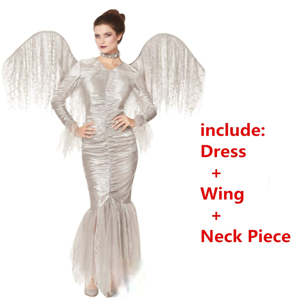 Dark Fallen Angel Costume Halloween Cosplay with Wings – Divine Diva Beauty